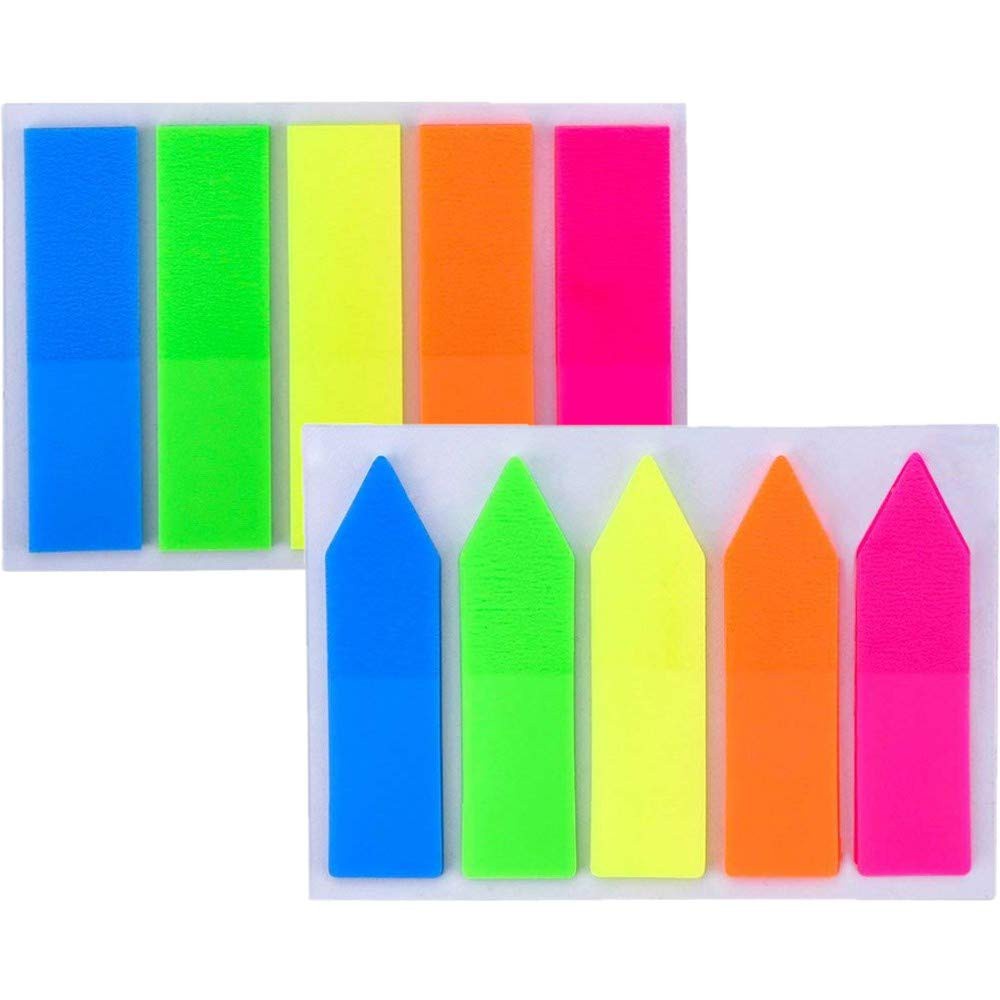 50 Pieces Self-adhesive Page Markers Translucent Neon Colored Index ...