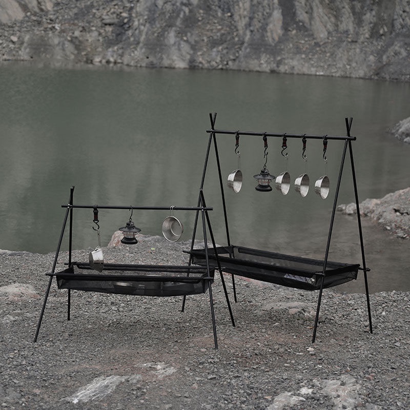 Outdoor Triangle Hanging Rack Aluminum Mesh Camping Hanger Cookware ...