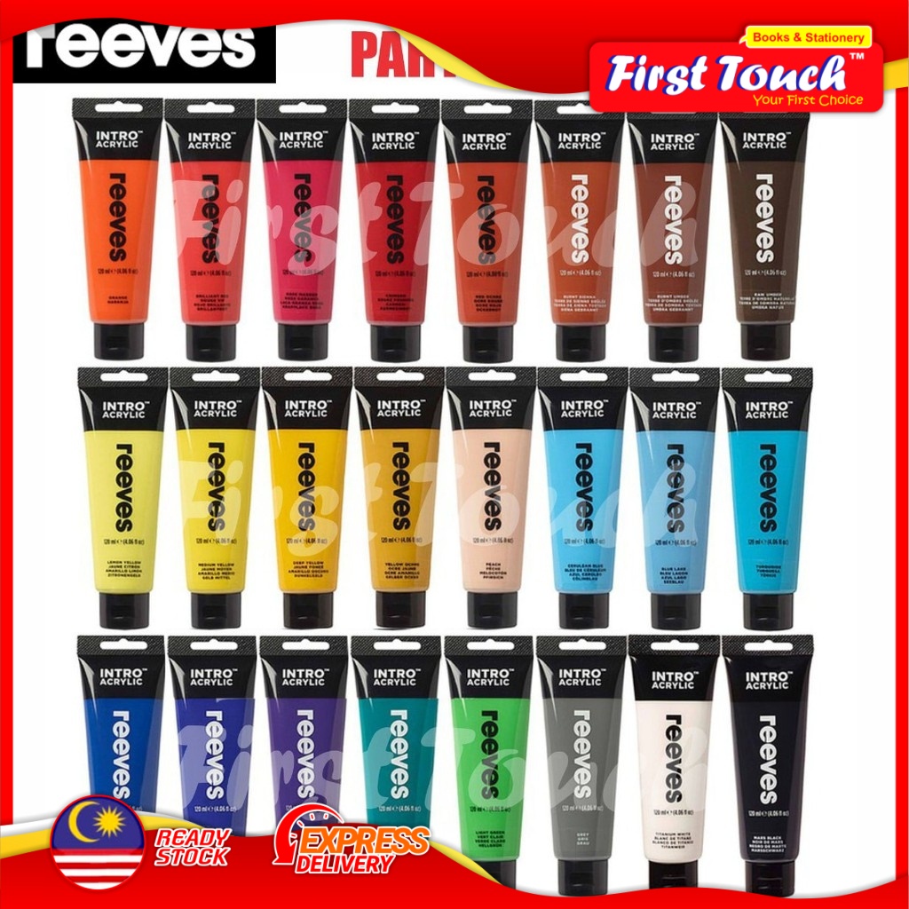 REEVES Intro Acrylic Paint Colours 100ml Artist Acrylic Drawing Paint ...