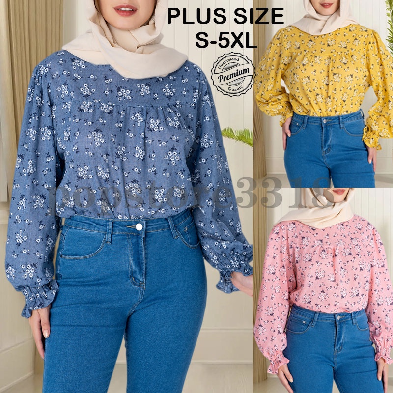 💥Clearance💥S-5XL Plus Size Vintage Ruffle bunga Blouse Women Floral ...