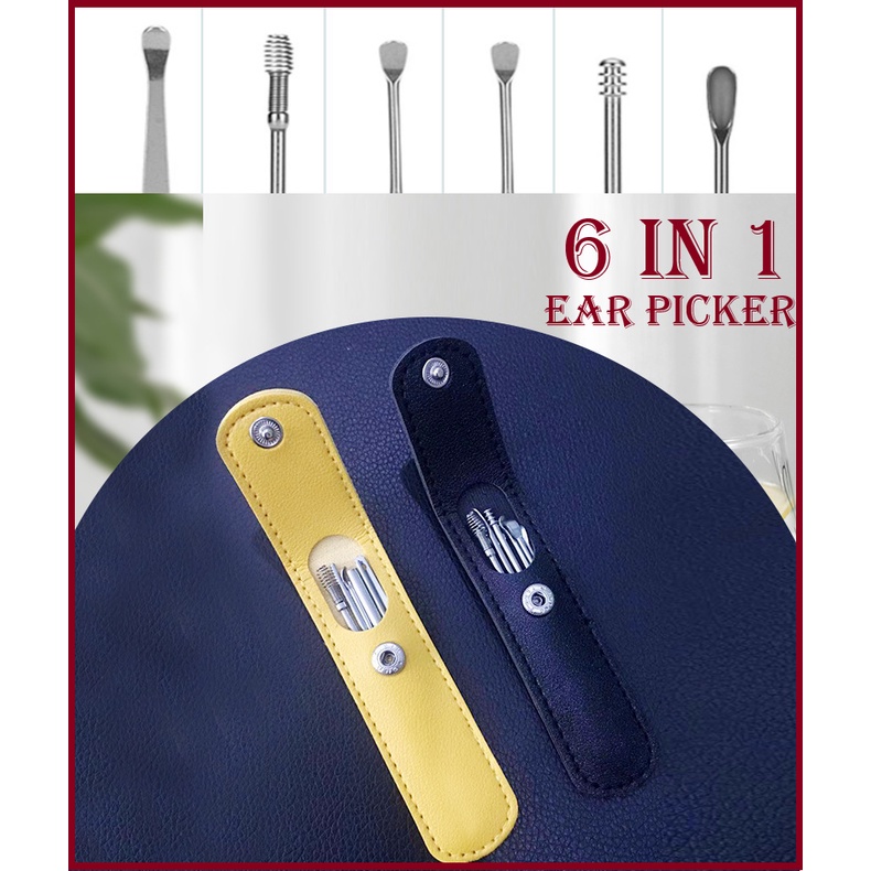 Pengorek Telinga Ear Picker 6 in 1 Pemetik Telinga Ear Wax Remover Ear ...