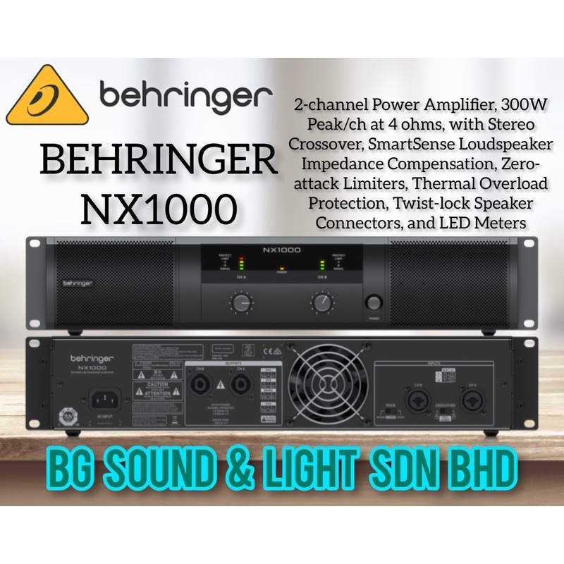 BEHRINGER NX1000 Ultra-Lightweight 1000 Watt Class-D Power Amplifier ...