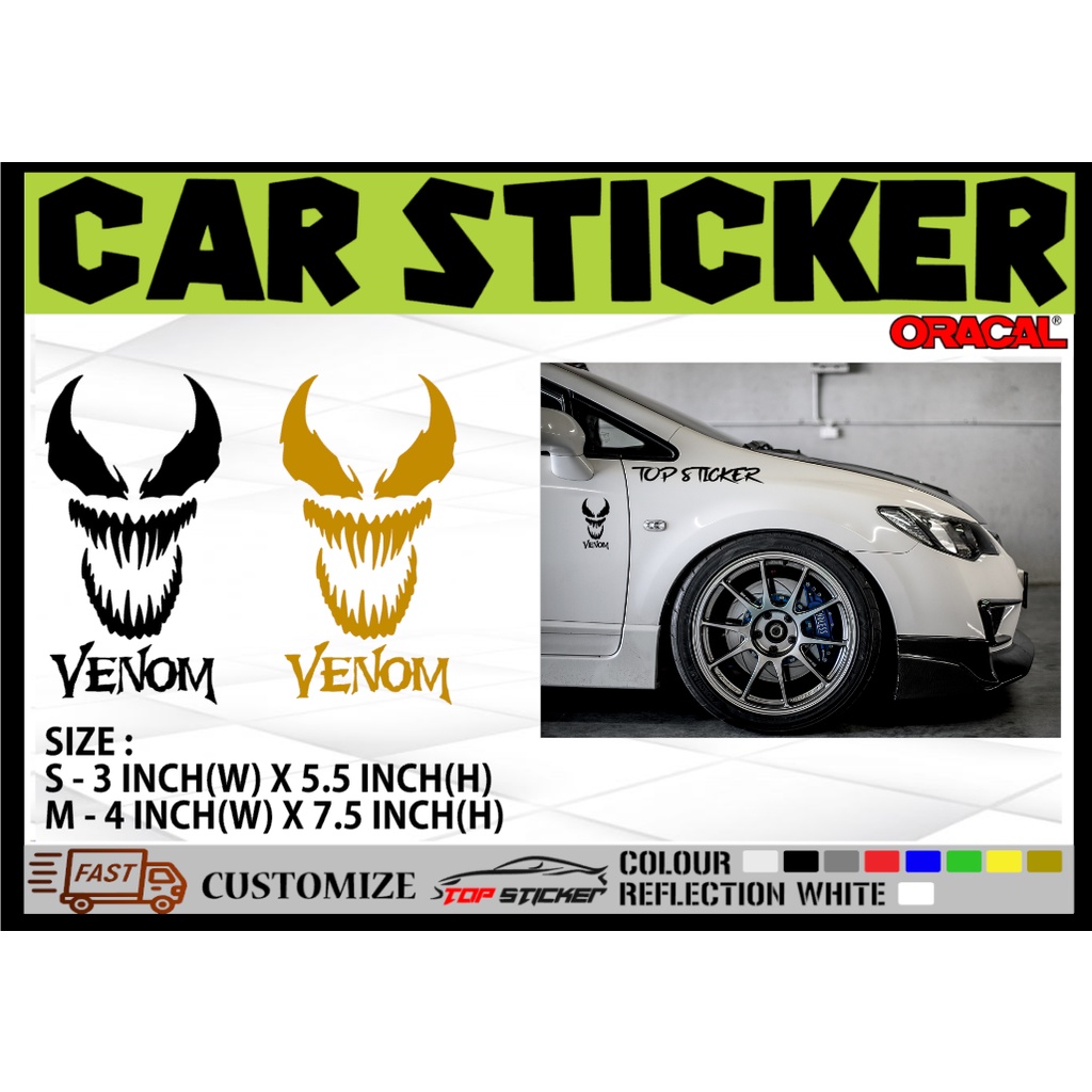 VENOM FACE CAR STICKERS KERETA STICKER | Shopee Malaysia