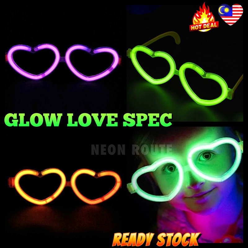 Glow Love Spectacles. Glowstick Eye Glasses. Glow in the dark Neon ...