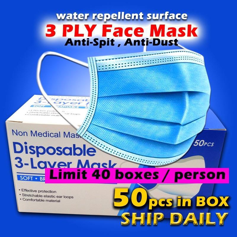 Mediplus 50pcs Face Mask Disposable Earloop 3ply Face Masks Civilian ...