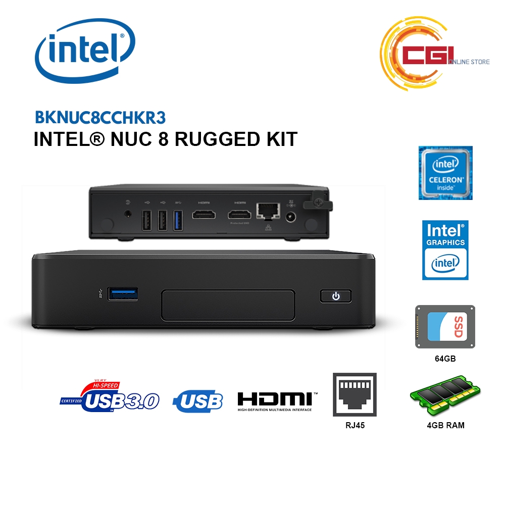 Intel NUC 8 Rugged Kit (Celeron N3350/64GB eMMC/4GB DDR3) BKNUC8CCHKR3 ...