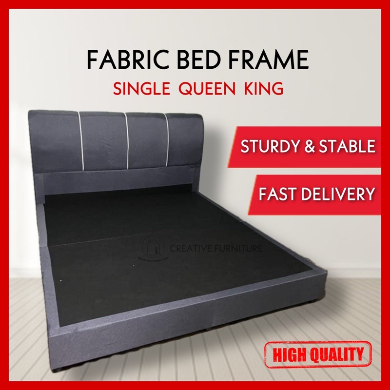 5FT/6FT Queen/King Size Divan Bed Frame Fabric Katil Queen Katil King ...