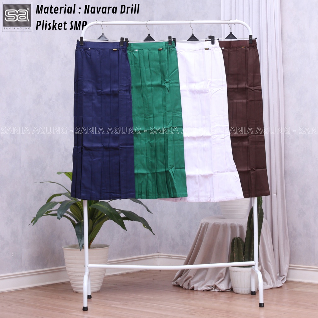 PUTIH HIJAU Mts Middle School Uniform Long School Skirt Pleated Plisket ...