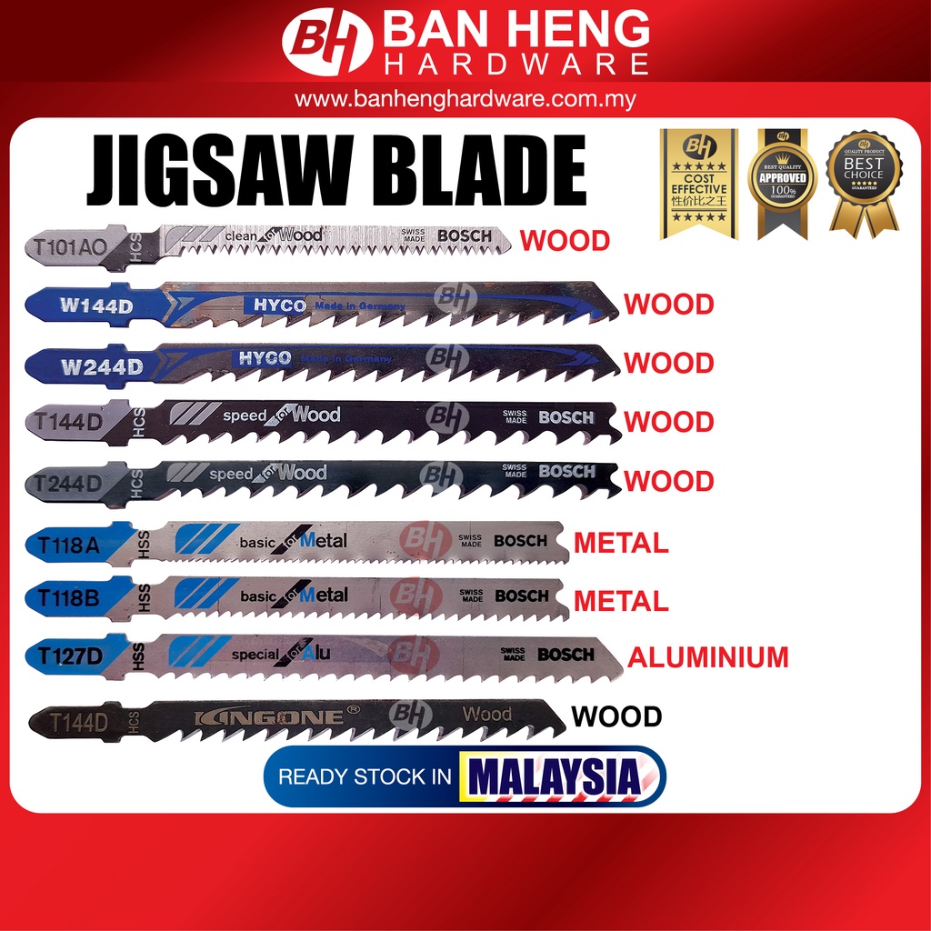 BOSCH JIGSAW BLADE FOR WOOD OR METAL (PCS) ~T101AO WOOD,T118A METAL ...