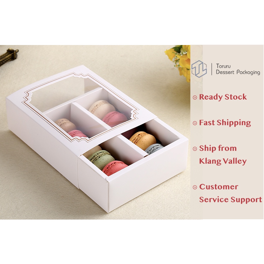 Macaron Box Drawer with Window Chocolate Cookies Packaging (Large ...