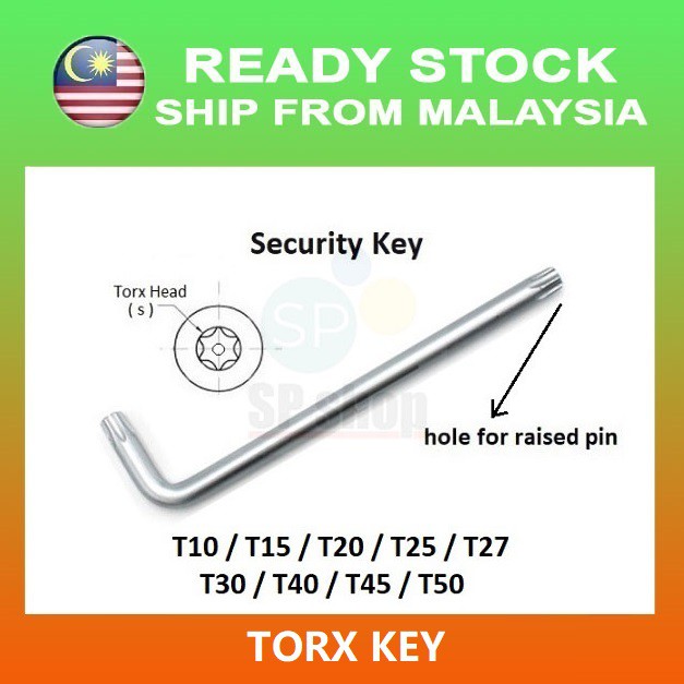 Torx Allen key With Hole Security Key T10/T15/T20/T25/T27/T30/T40/T45 ...
