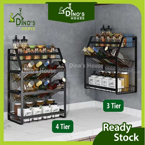 2/3/4 Tier Kitchen Rak Rempah Spice Rack Stainless Steel Seasoning ...