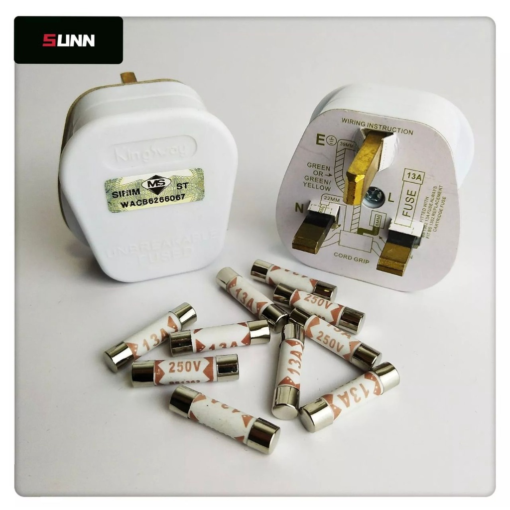 SUNN #1 13A Plug Adapter AC 250V Electric 3 Pin UK Travel Converter ...