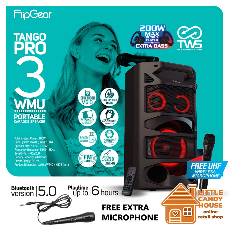 Vinnfier Tango Pro 3 WMU 200W Portable Trolley Karaoke Speaker Wireless ...