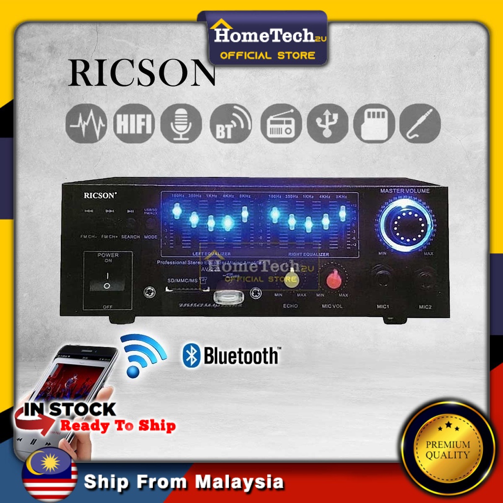 Ricson Karaoke Amplifier With SD/USB/FM/Equalizer/Bluetooth - AV-223 ...