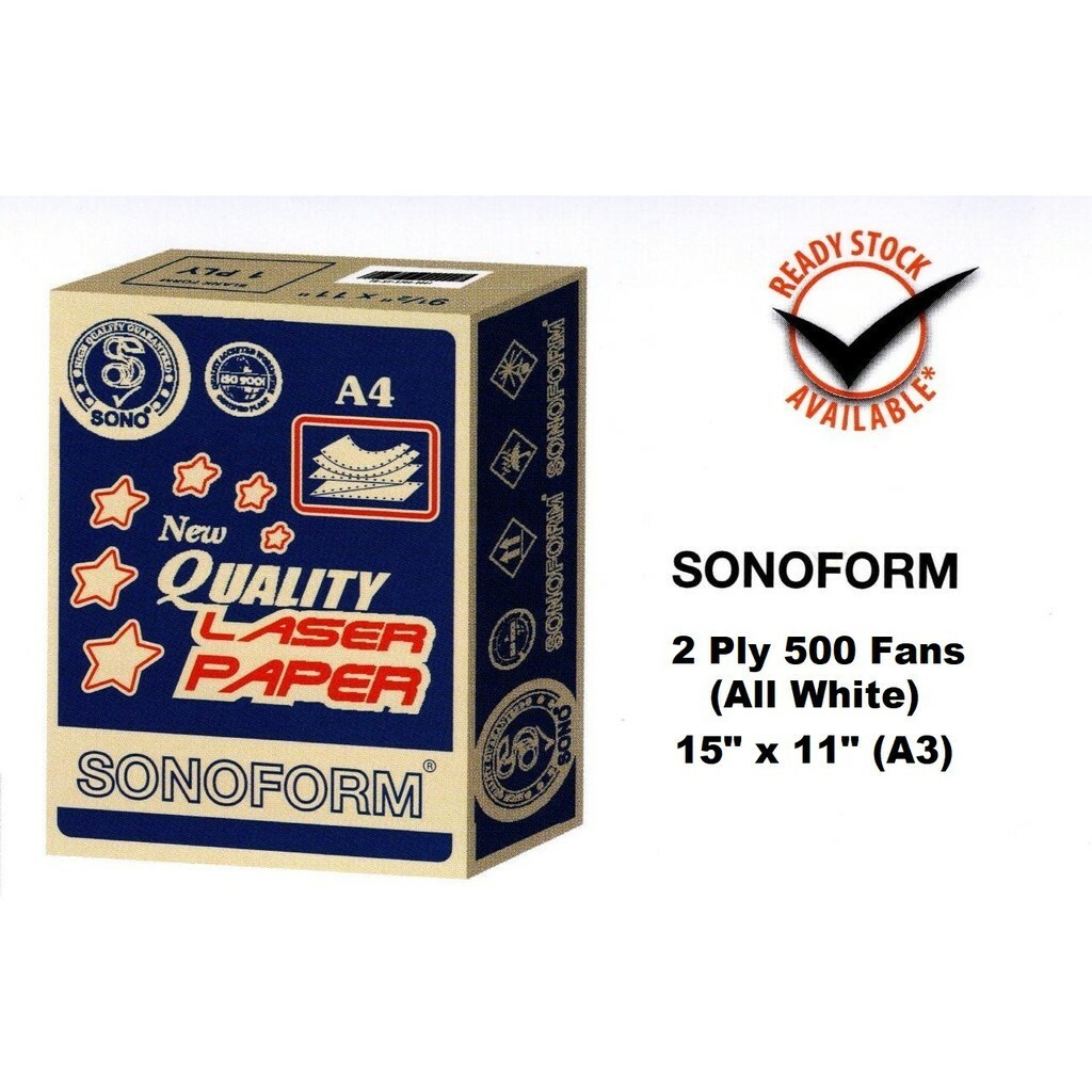 (500 Fans) Sonoform 15" x 11" (A3) 2 Ply NCR Paper Computer Form (All ...