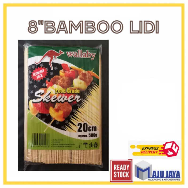 8" (20cm) Lidi Kayu / lidi Satay/ Bamboo Skewers food grade [Maju Jaya ...