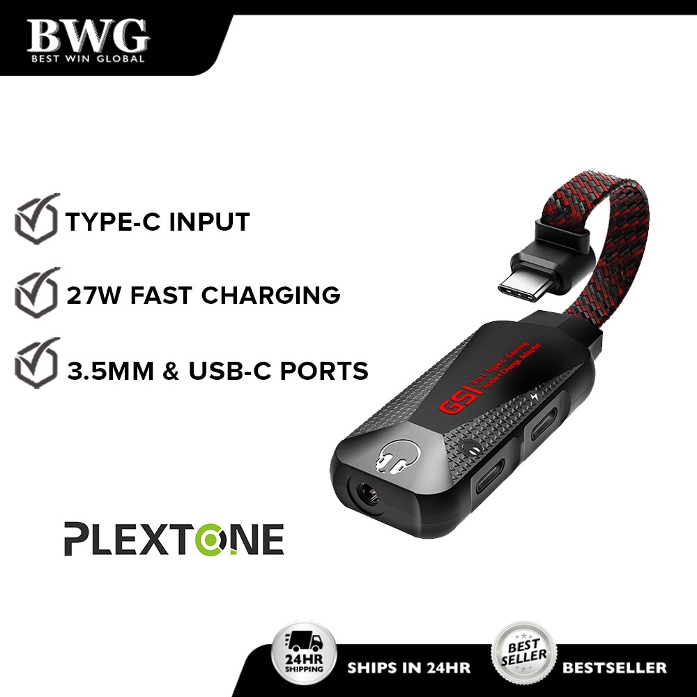 PLEXTONE GS1 Type C to 3.5mm AUX Audio Jack High Res 3in1 Gaming Audio ...