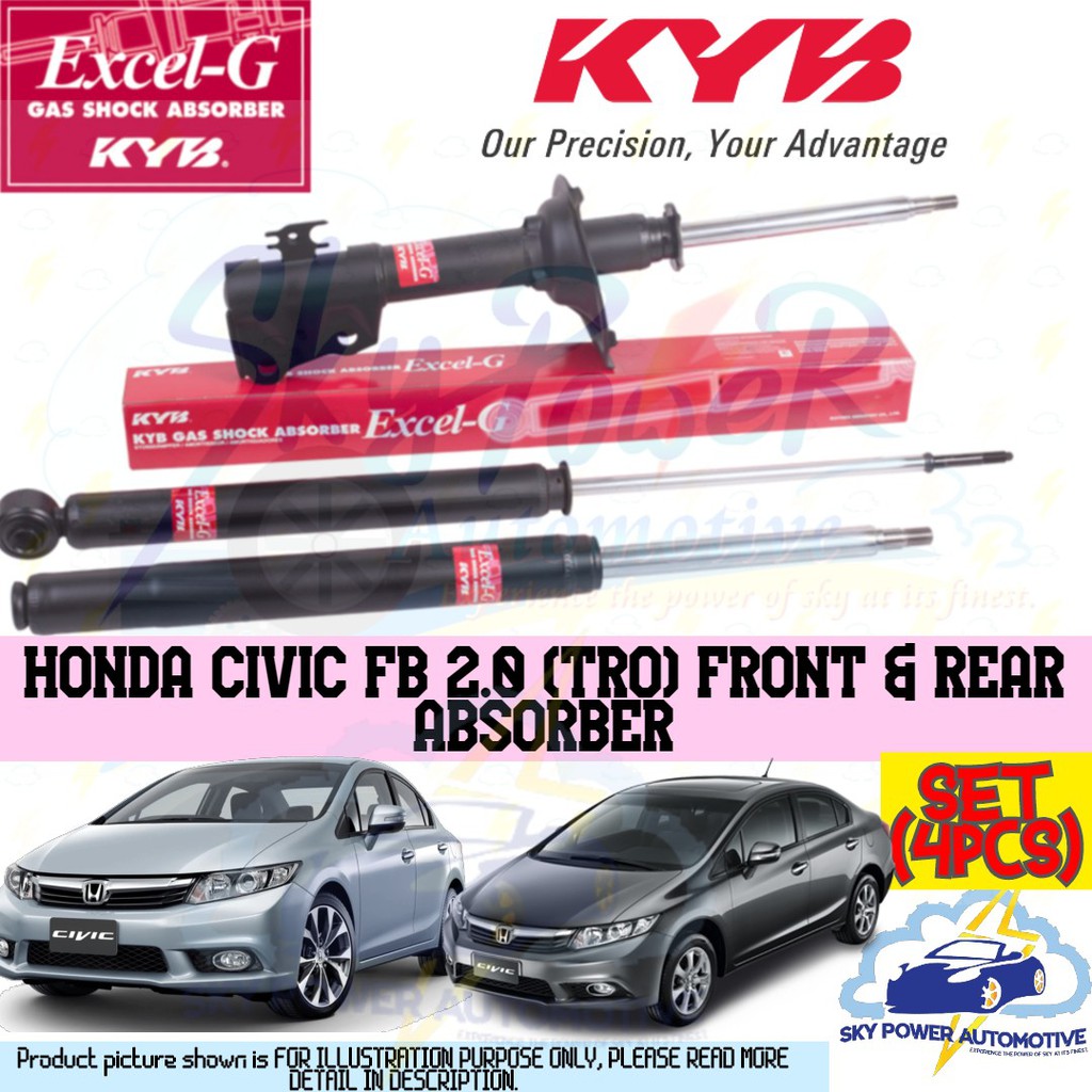 HONDA CIVIC FB (TRO) 2.0 KAYABA (KYB) EXCEL-G GAS SHOCK ABSORBER (FRONT 2PCS + REAR 2PCS = SET ...