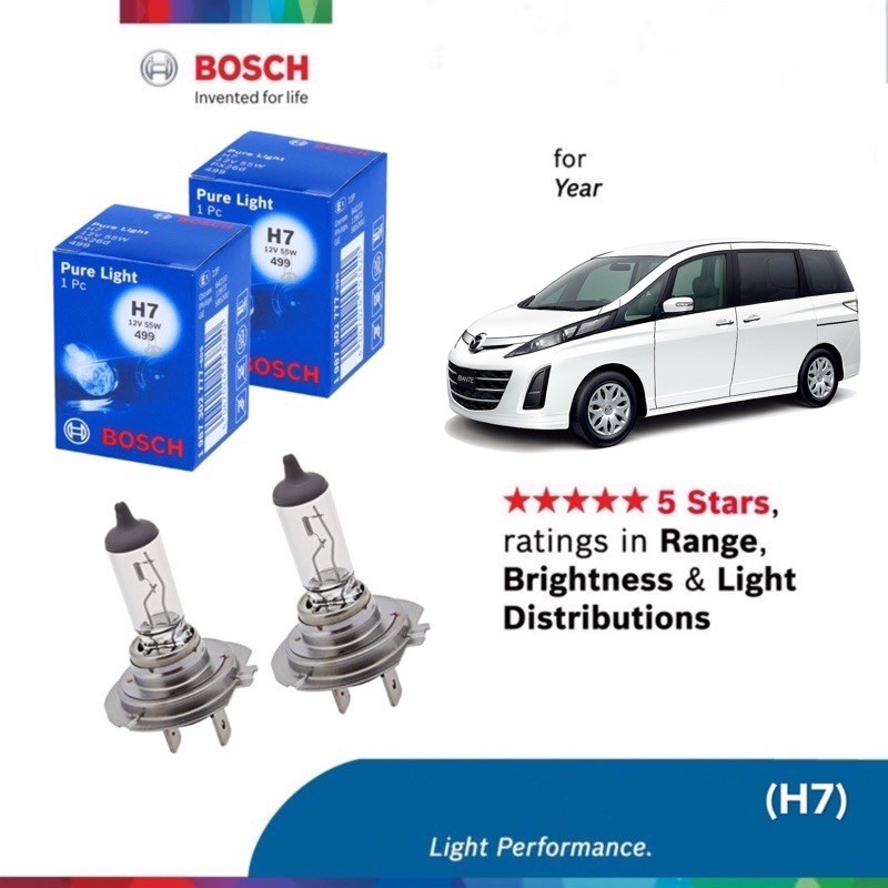 Bosch Pure Light H7 Headlight Bulb for Mazda Biante year 2008 - 2017 ...
