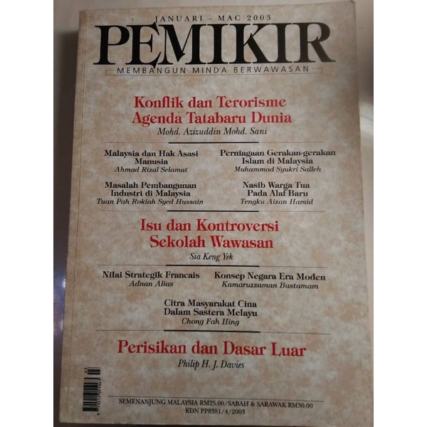Pemikir - Jan-Mac 2003 (terpakai) | Shopee Malaysia