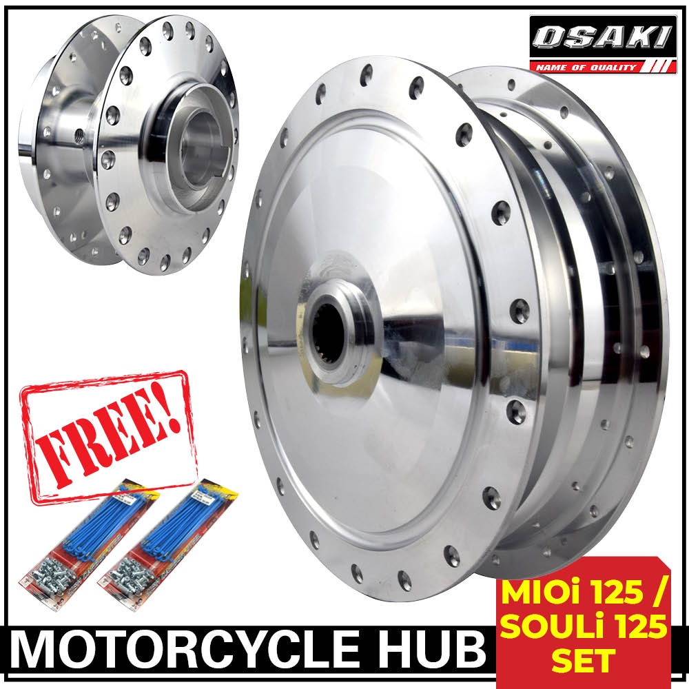 MIOi125, MIO SOULi 125 Osaki Mirror Chrome Hub (Hub Set / Front Hub ...
