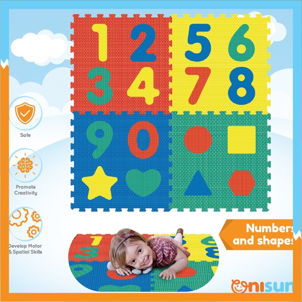 Sunta 60cm EVA Foam Number & Shape Playmat (Ages 10m+) | Educational ...