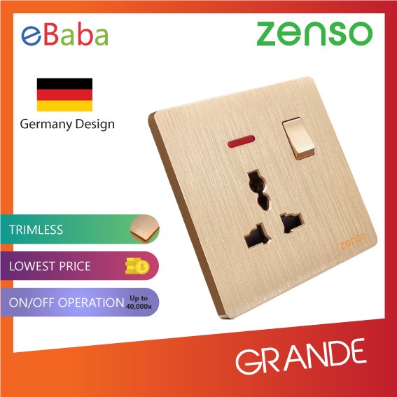 (SIRIM) ZENSO Grande Switches & Sockets - Gold Color 1/2/3/4gang ...