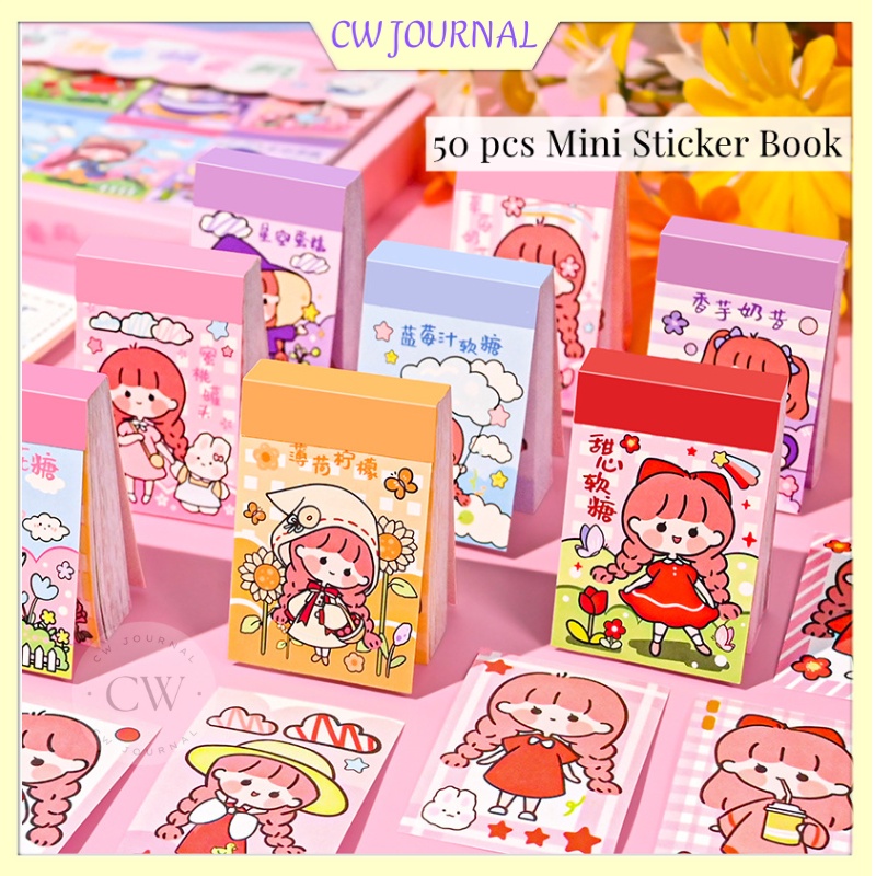 CW Journal Mini Cute Sticker Book - 50 sheets Cartoon Cute Character ...