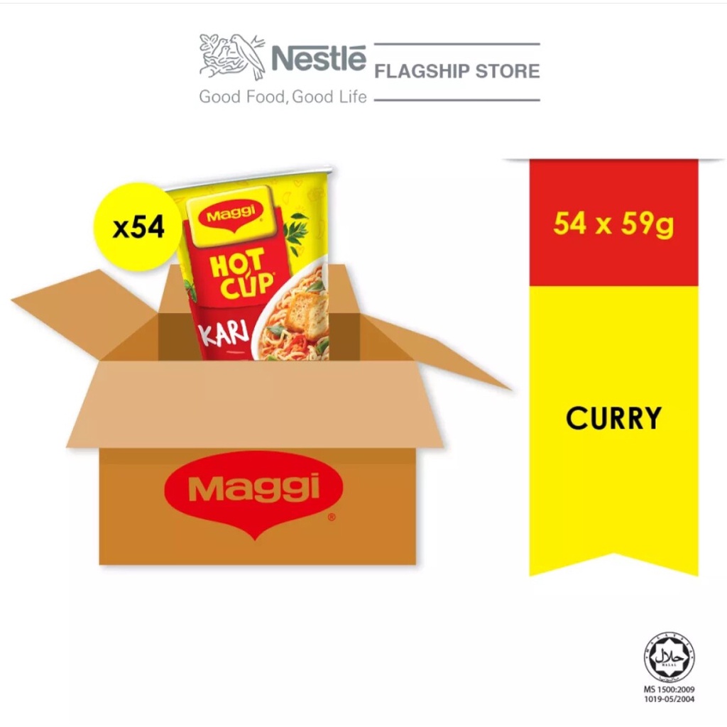MAGGI Hot Cup Curry/Tomyum/Ayam 1 Carton (9 x 6 cups x 59g) | Shopee ...