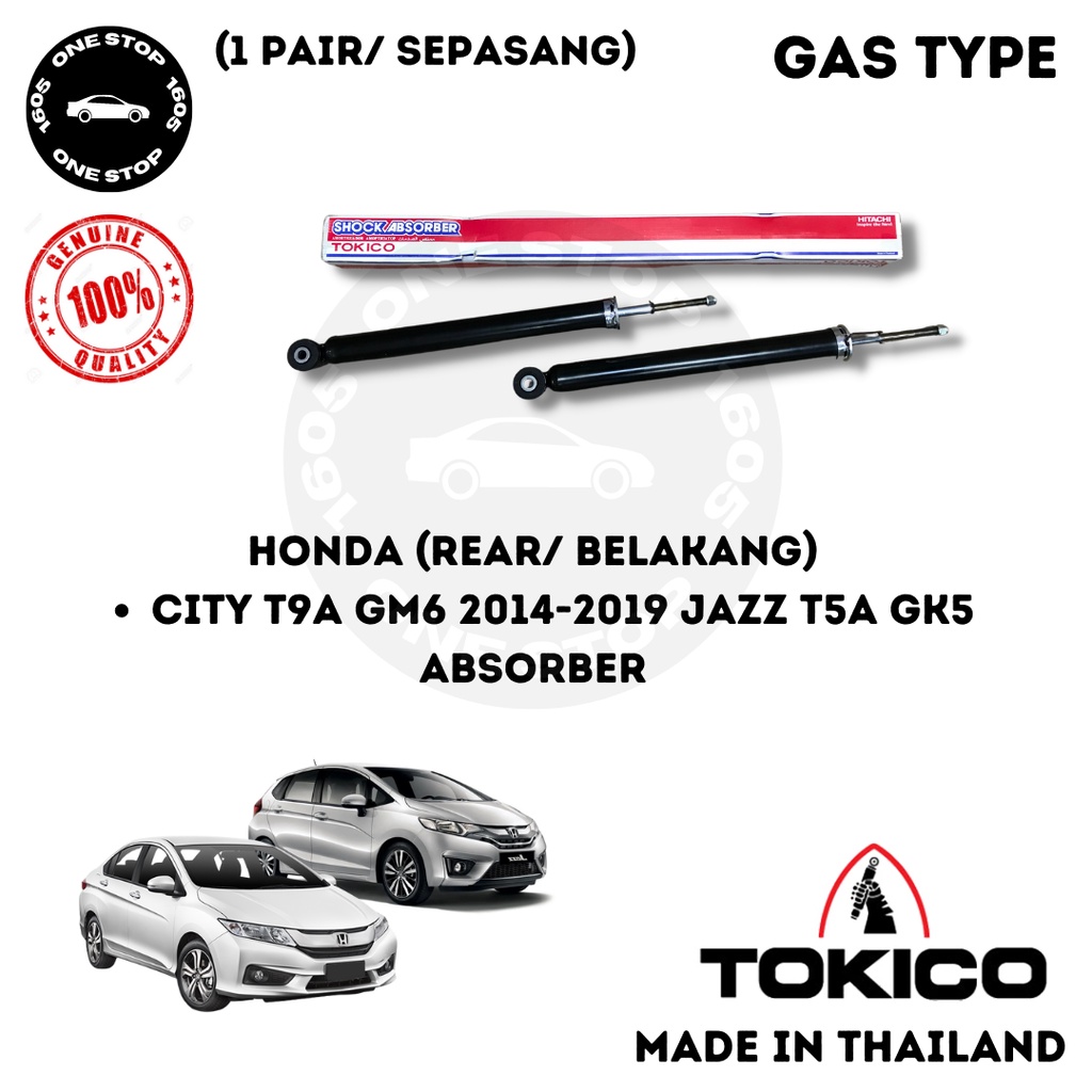 HONDA CITY T9A GM6 2014-2019 JAZZ T5A GK5 BELAKANG TKC TOKICO THAILAND ABSORBER GAS 2PCS ...