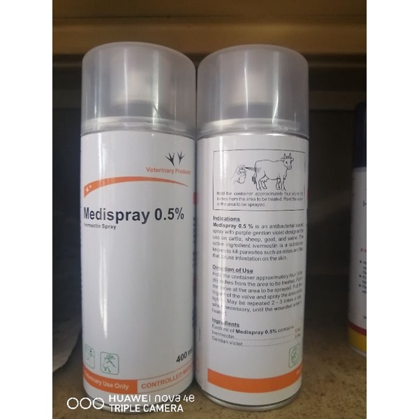Medispray 0.5% 400ml Ubat Veterinar untuk kucing Ayam Puru Bengkak ...