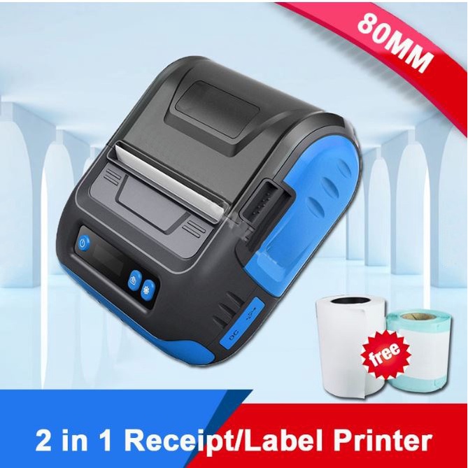 Receipt Printer 80mm Mobile Thermal Resit Label 3-inch Wireless ...