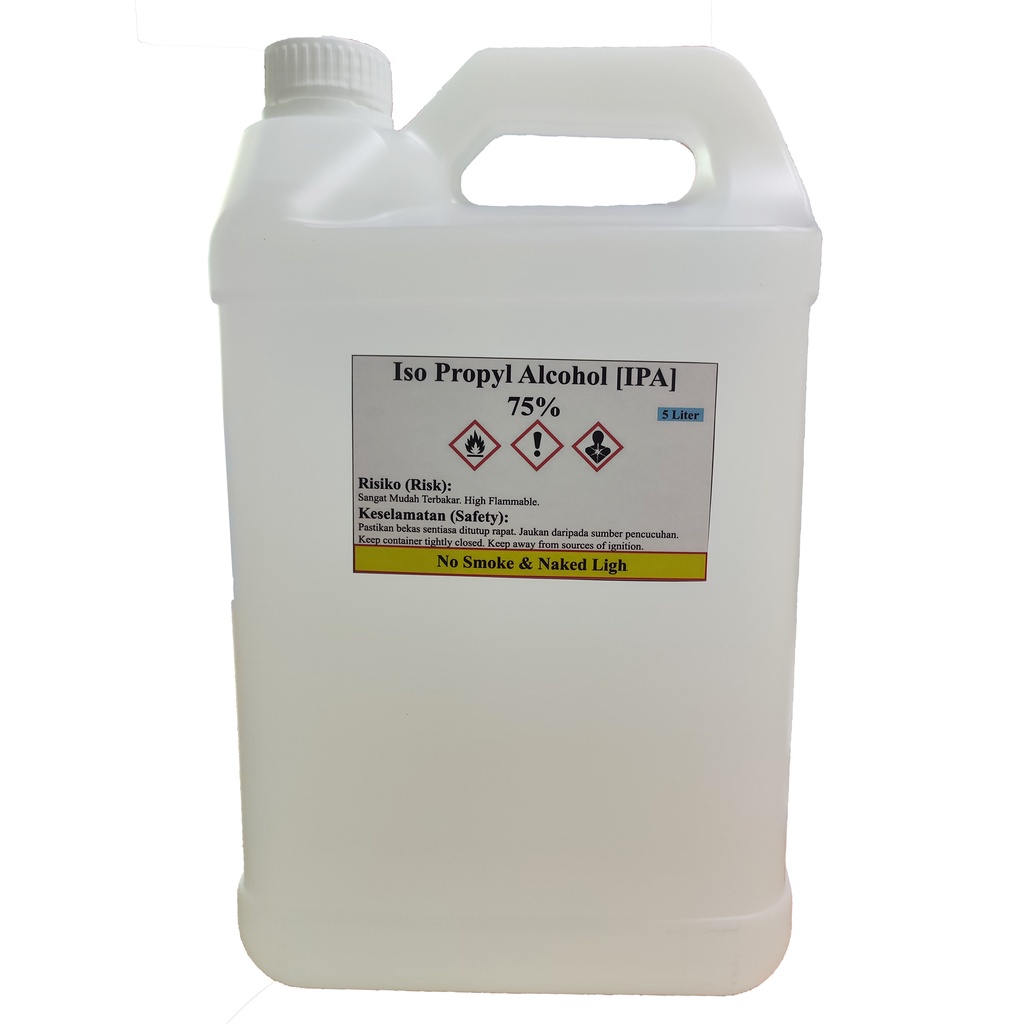 Ready Stock Alcohol 75% / Isopropyl Alcohol 75% / IPA 75% 5 Liter ...