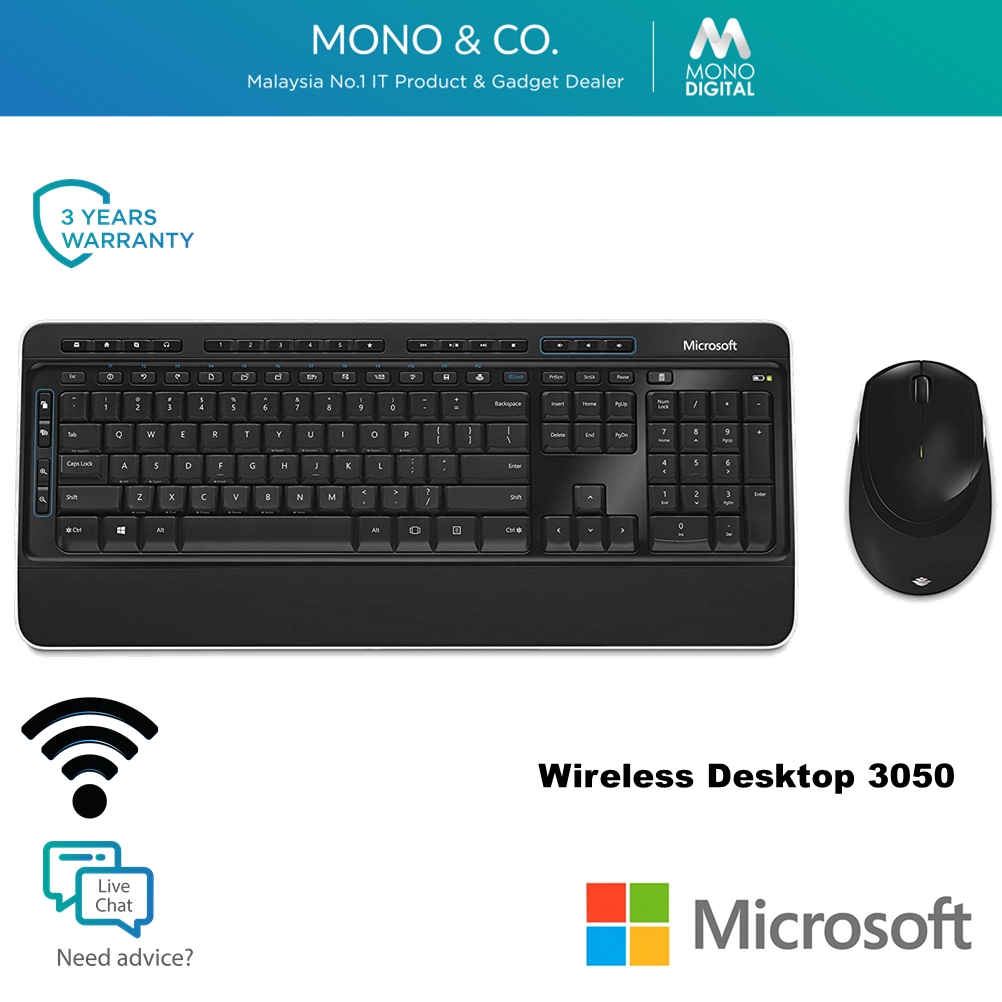 Microsoft Wireless Desktop 3050 Keyboard Mouse Combo with BlueTrack ...