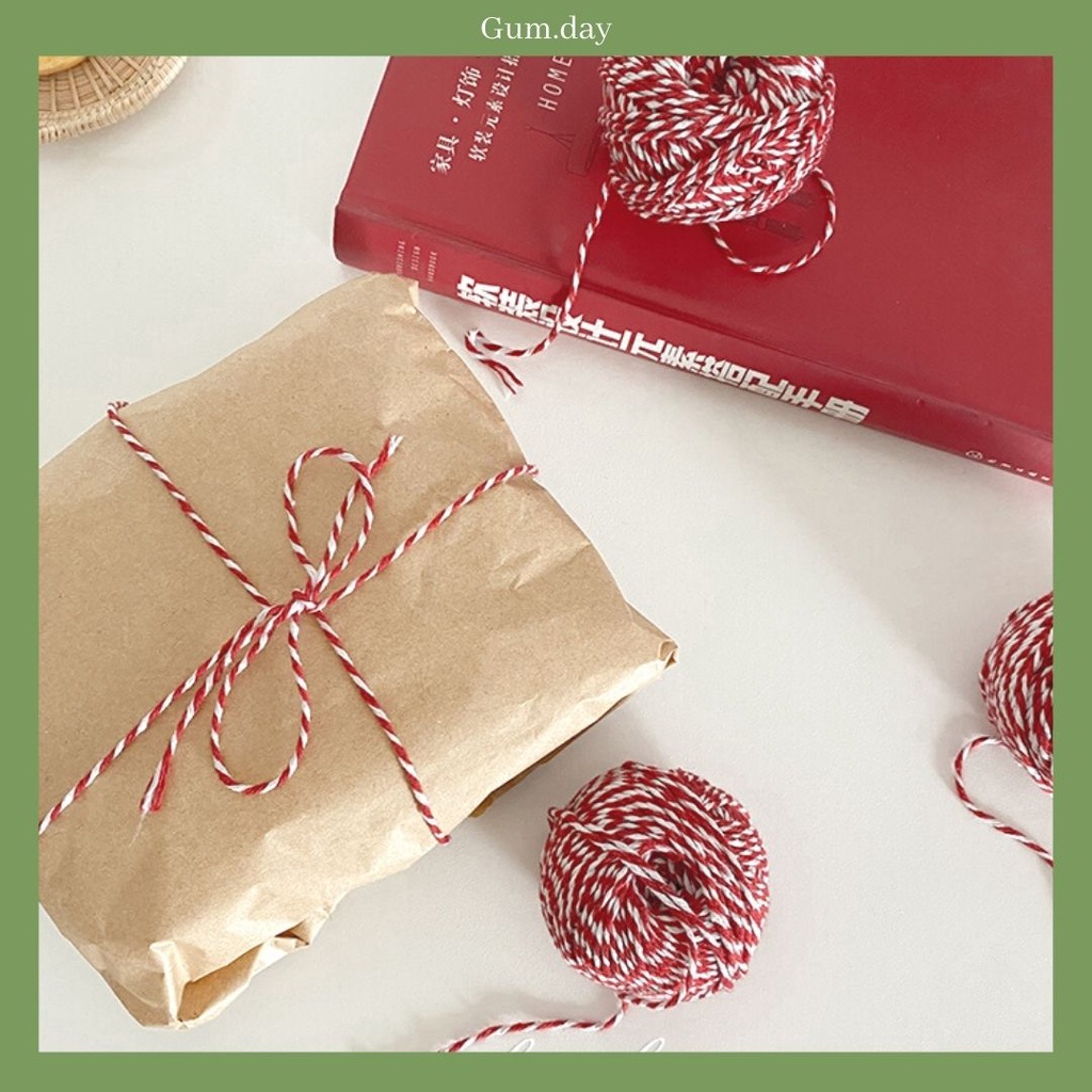 Cotton thread Chinese New Year gift string red white hemp rope ...