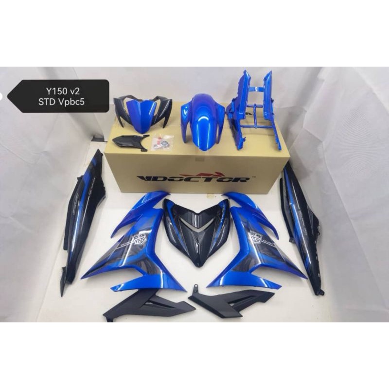 LC135 V2 V3 V4 V5 V6 V7 Y15 COVER SET COVERSET BODYSET BIRU/SLIVER RED ...