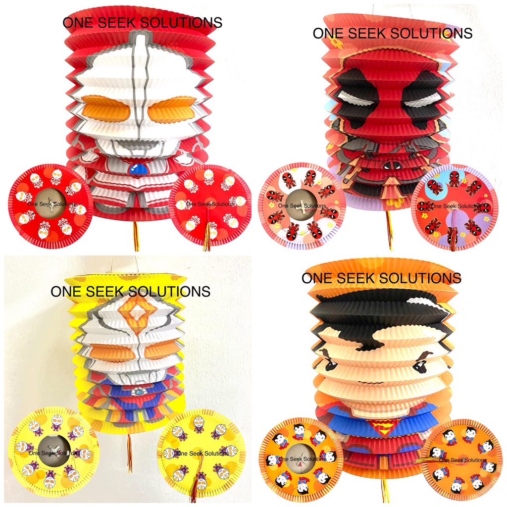 (Ready Stock)Mid Autumn Paper Cartoon Lanterns Deng Long現貨传统中秋卡通纸灯笼(4 ...