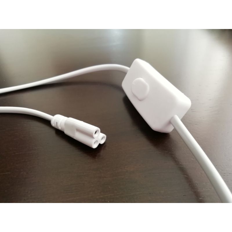 T4 T5 T8 LED Tube Light EU Plug 1.8m Wire Switch 3 Pin Connector Power ...