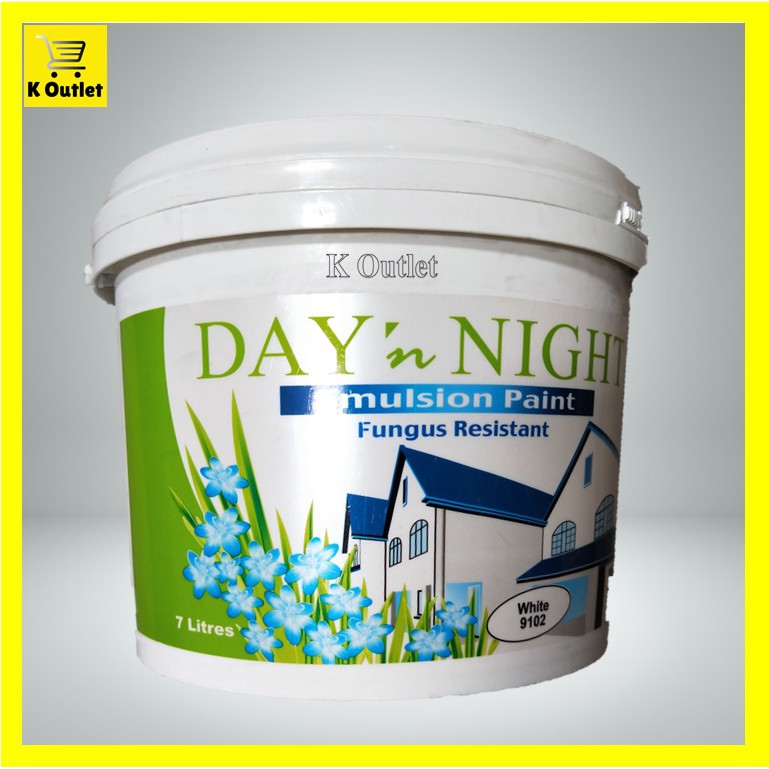 【7 Litre】DAY & NIGHT Emulsion Paint (White) Wall Ceiling Paint ...