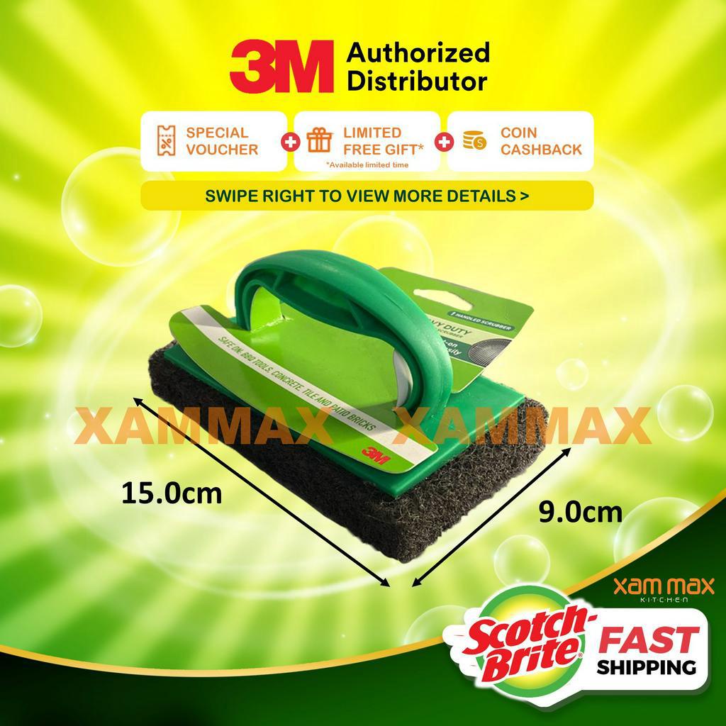 3M Scotch Brite - 0063(Handle) 0422(Pad) Grill & Wok Scrub Pad with ...