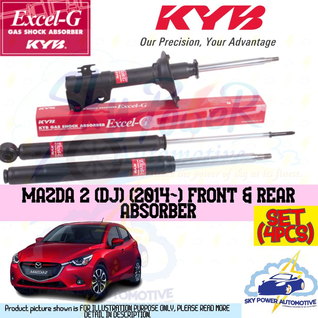 MAZDA 2 (DJ) (2014~) KAYABA (KYB) EXCEL-G GAS SHOCK ABSORBER (FRONT 2PCS + REAR 2PCS = SET 4PCS ...