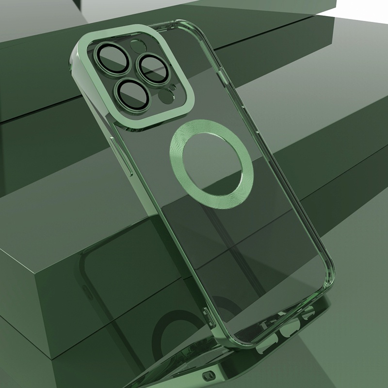 Alpine Green iPhone 14 Case Luxury Electroplated Matte Soft Magnetic ...