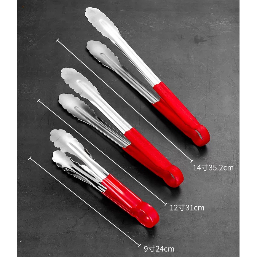 (GSF) Rubber Grip Food Service Tong - Food Serving Tong / Kitchen Fry ...