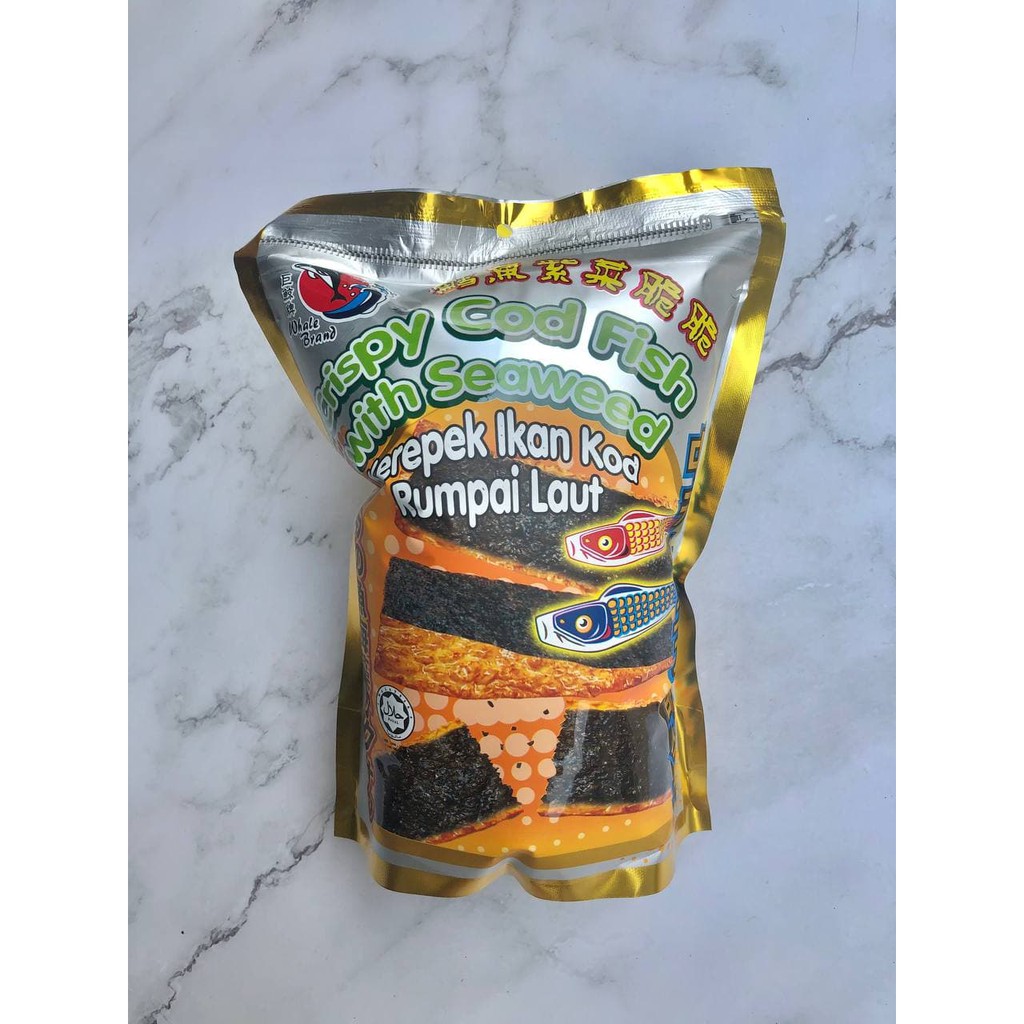(Halal) 2 packs Kerepek Ikan Kod Dengan Rumpai Laut/ Crispy Cod Fish ...