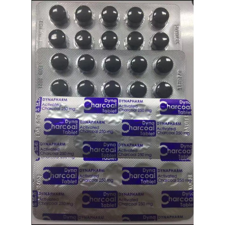 DYNACHARCOAL Medicinal Charcoal Tablets 250mg 10's (1 strip) | Shopee ...