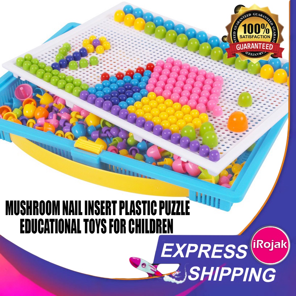 [iRojak] 295Pcs DIY Mushroom Nail Beads Kit Puzzle Toys Educational ...