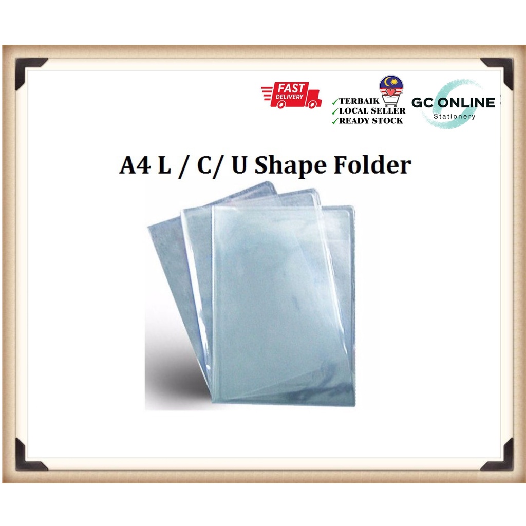 A4 PVC Transparent L Shape / C Shape / U Shape Folder / Doucment Folder ...