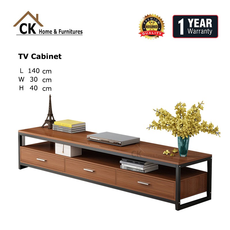 CK Modern Steel TV Cabinet Entertainment Unit (L140cm x W30cm x H40cm) | Shopee Malaysia