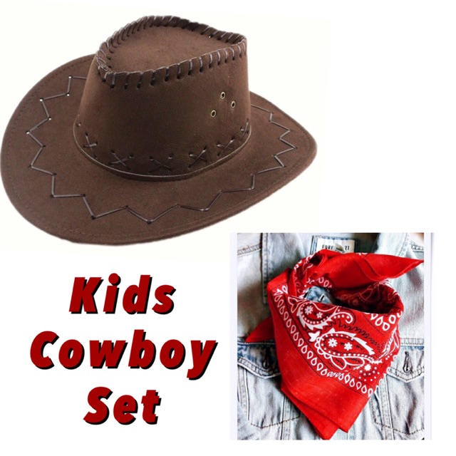 Kids Cowboy Hat with Bandana. Topi Koiboi Kanak2. | Shopee Malaysia